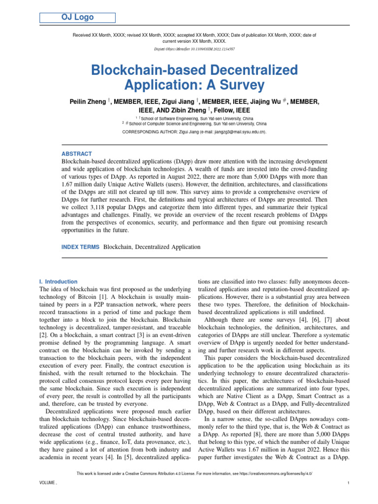 Blockchain-Based Decentralized Application A Surve | PDF