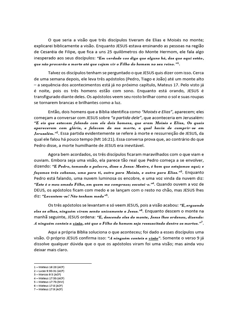 Visão de Elias e Moisés no Monte | PDF | Jesus | Evangelho de Marcos