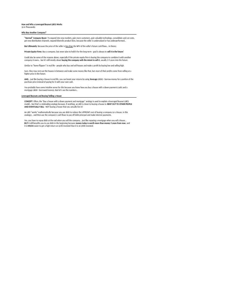 12 01 LBO Explanation | PDF | Debt | Leveraged Buyout