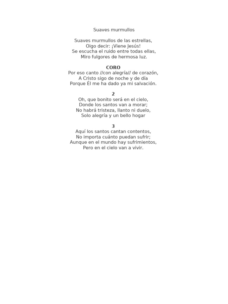 Suaves Murmullos Letra | PDF