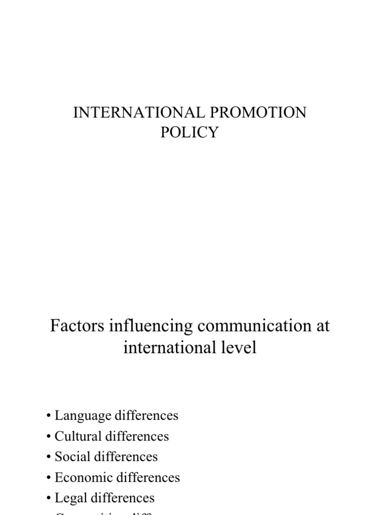 International Promotion Policy | PDF | Sales | Advertising