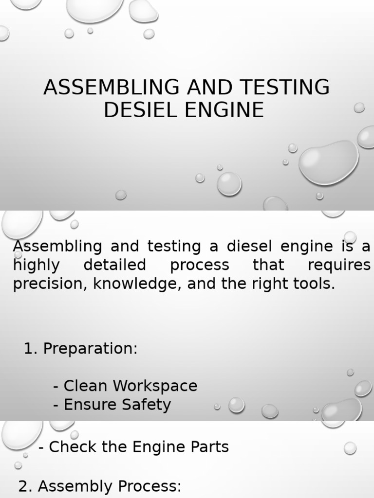 Assembling and Testing Desiel Engine | PDF