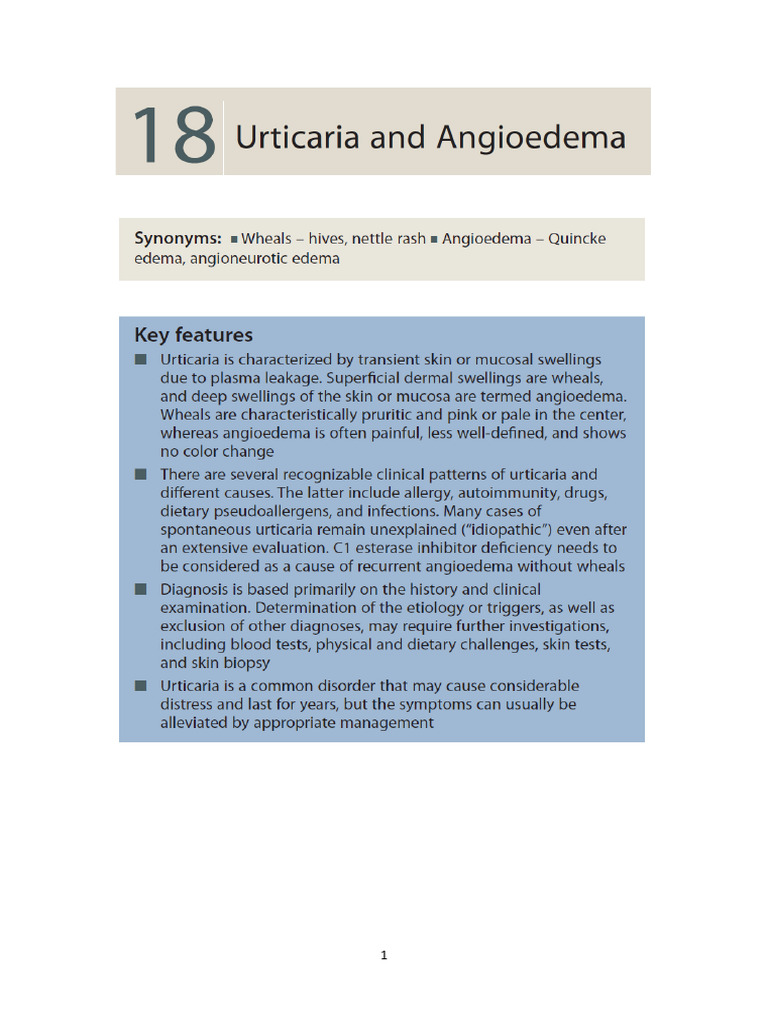 ch 18 Urticaria and Angioedema | PDF