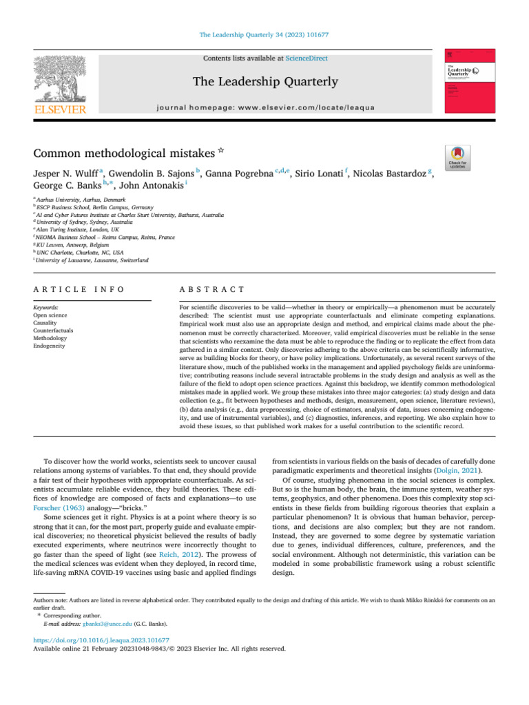 W1 A6 Common Methodological Mistakes | PDF | Structural Equation ...