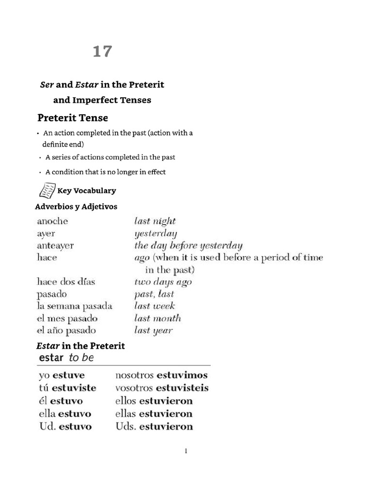 17 Ser and Estar - Present and Imperfect - Complete Spanish | PDF