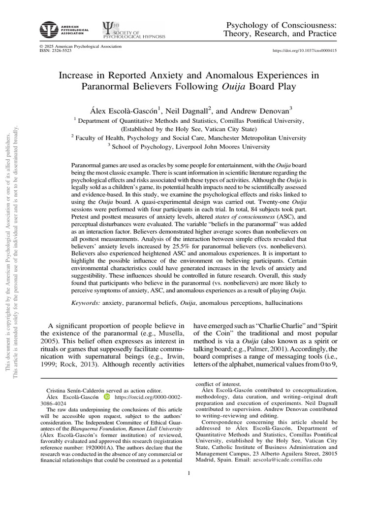 Ouija Informe Oficial Álex Escolà-Gascón (1) | PDF | Paranormal ...