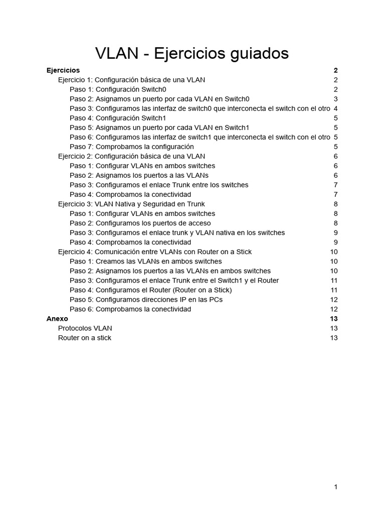 VLAN - Ejercicios Guiados | PDF | Transmisión de datos | Arquitectura de internet