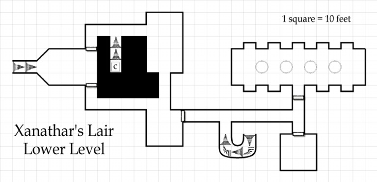 5.1 Xanathar's Lair Lower Level - Player Version Printout with Grid | PDF