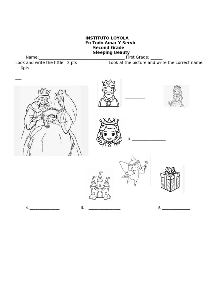 Second Grade Sleeping Beauty Worksheet | PDF