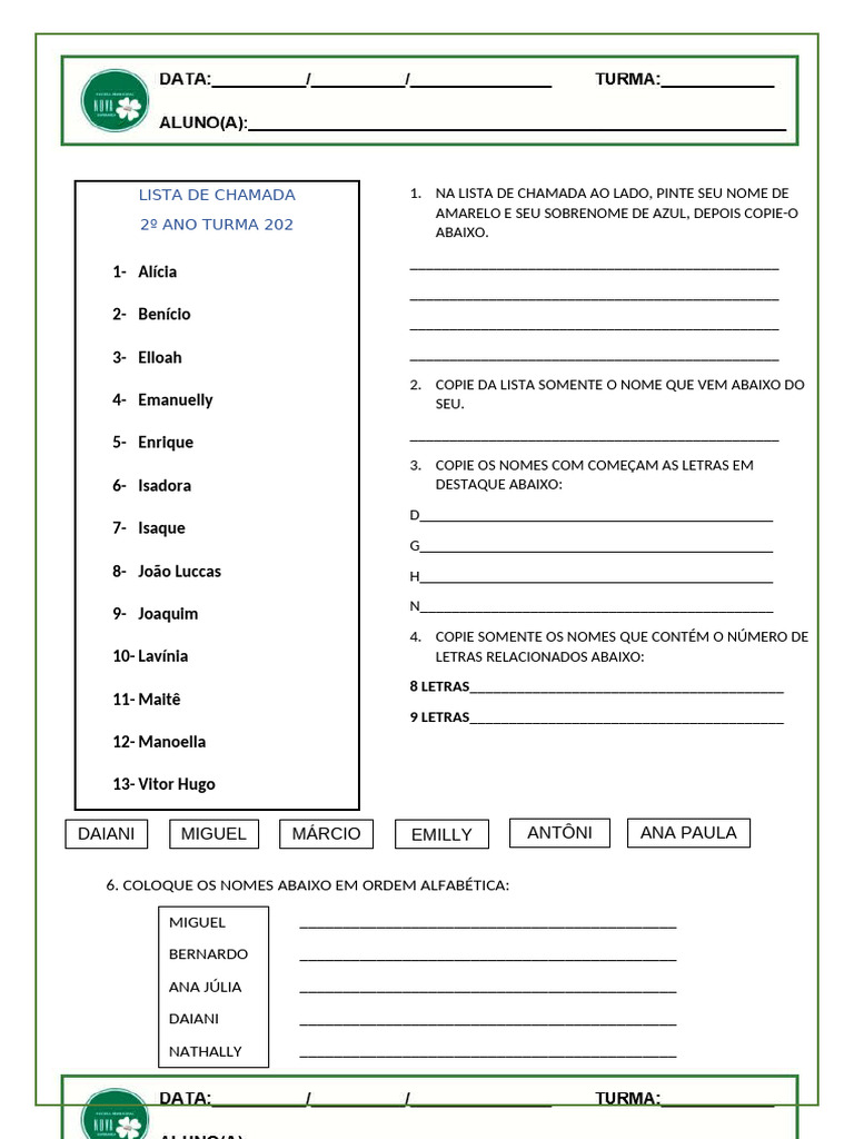 Atividade gênero textual lista | PDF