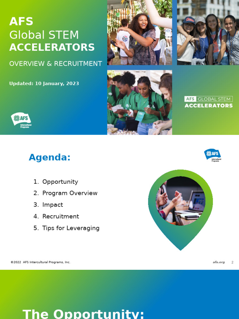 2023 AFS Global STEM Accelerators Overview Recruitment | PDF | Innovation | Social Entrepreneurship