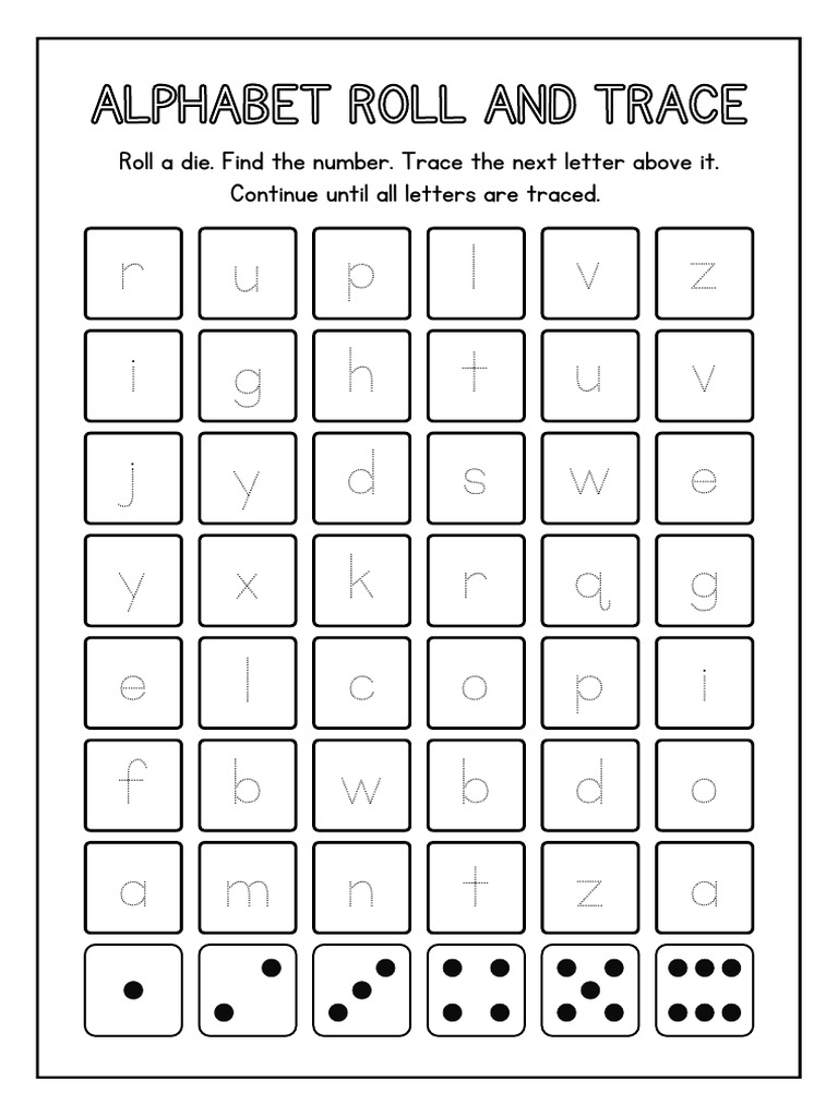 Alphabet Roll and Trace Worksheet | PDF