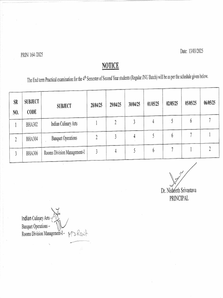 Practical Exam Timetable 4th Sem-Rotated | PDF