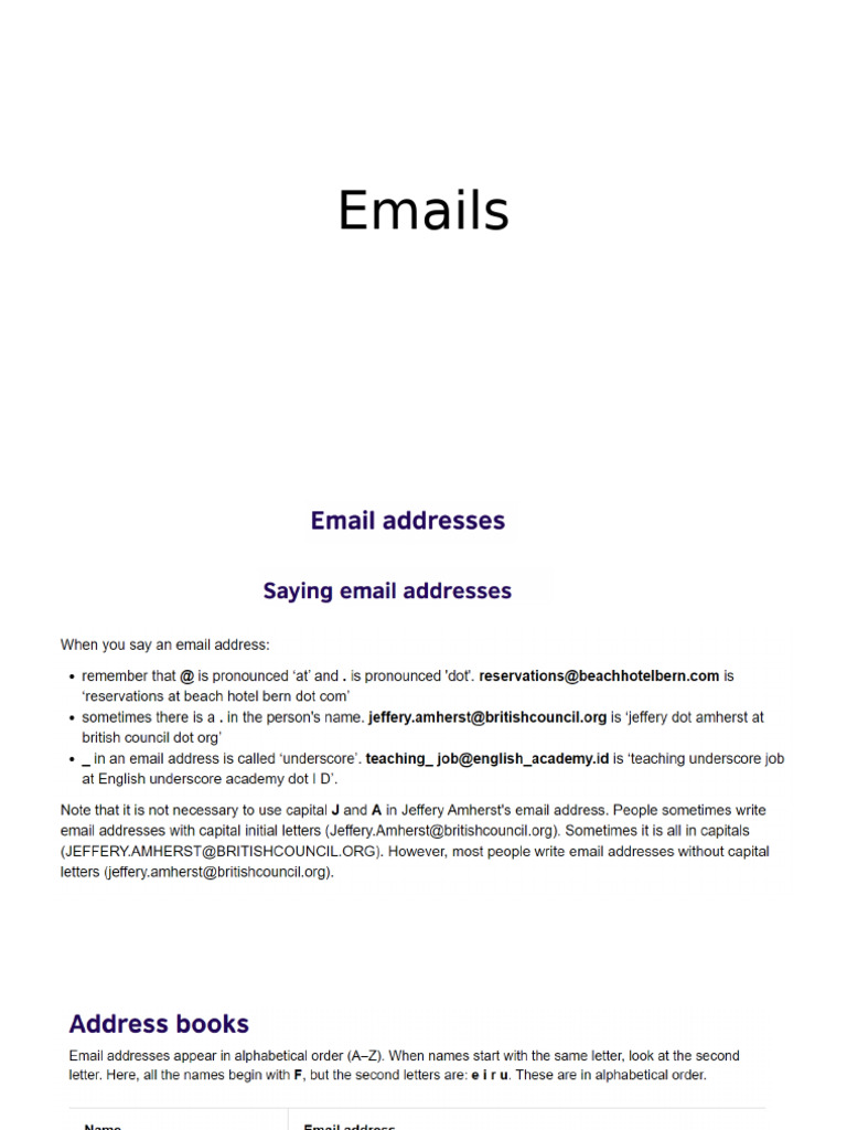 Emails - Elementary Level | PDF
