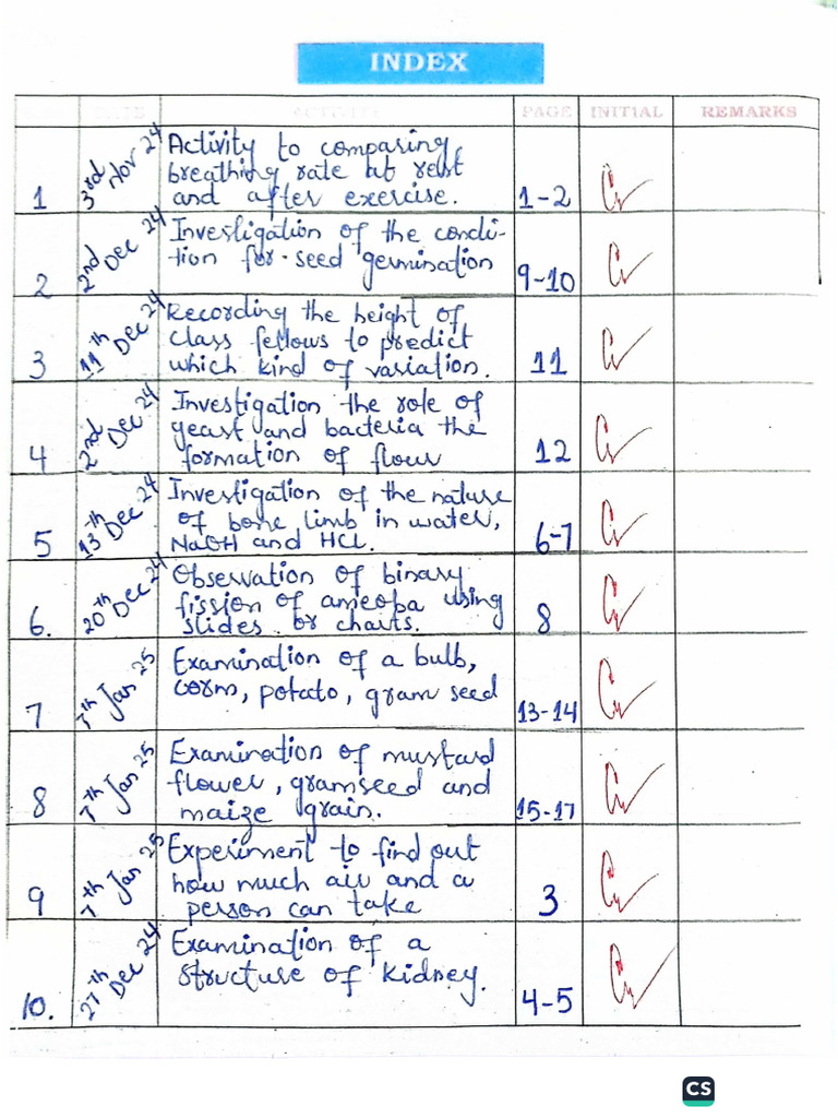Biology Class 10 Practical Journal | PDF