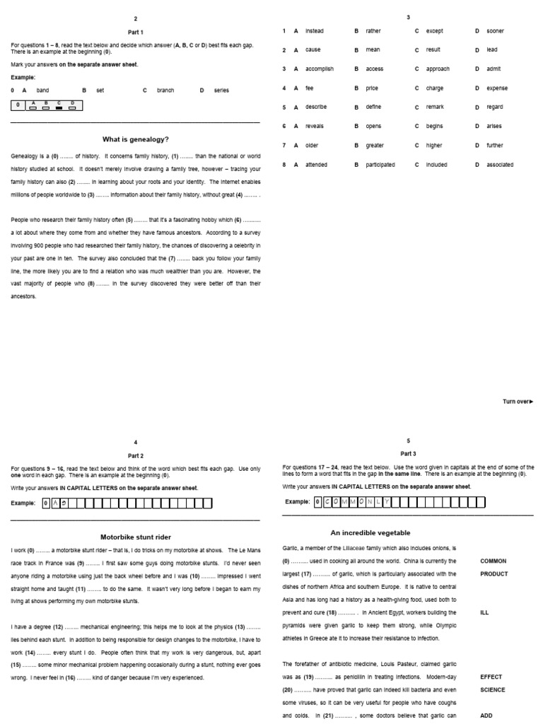 First UOE and Reading Sample Papers | PDF