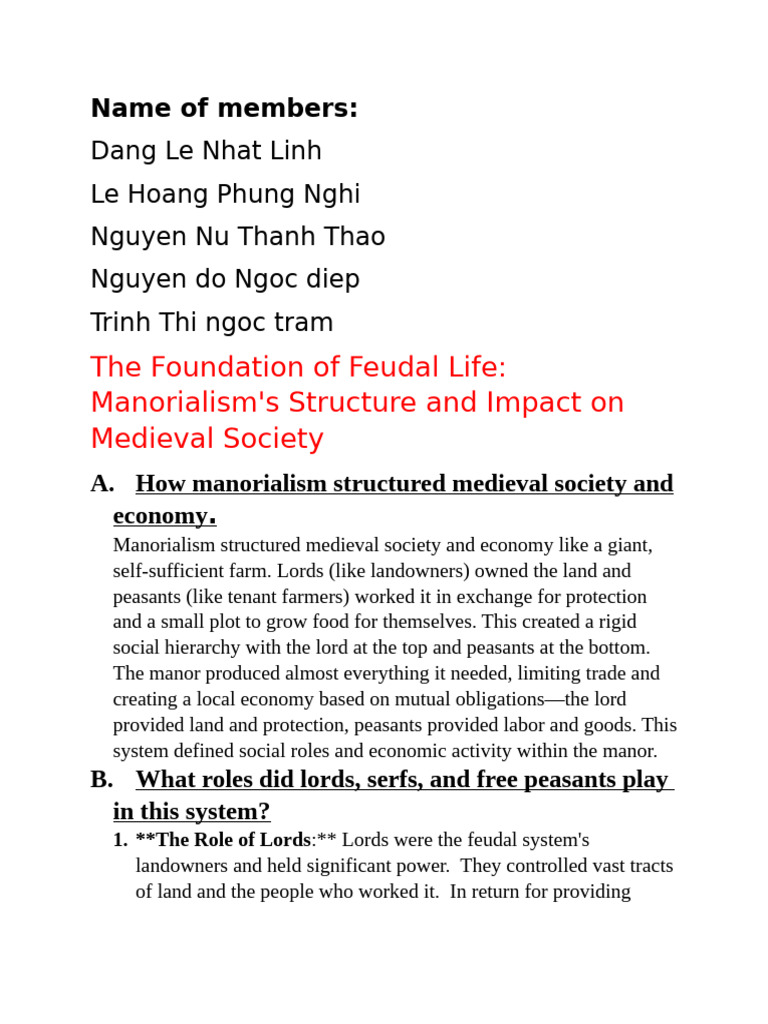 The Foundation of Feudal Life | PDF | Serfdom | Economies