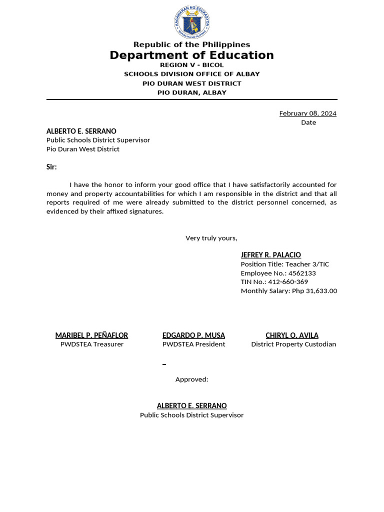 School and District Clearance of School Head | PDF