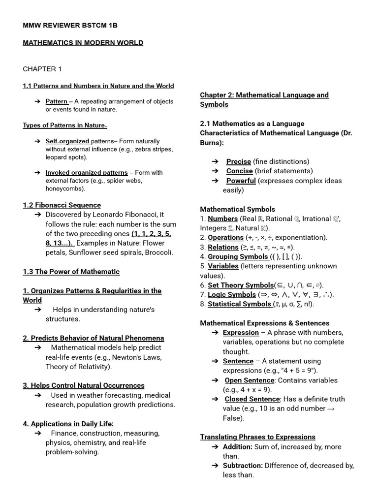 MMW REVIEWER | PDF | Set (Mathematics) | Polygon
