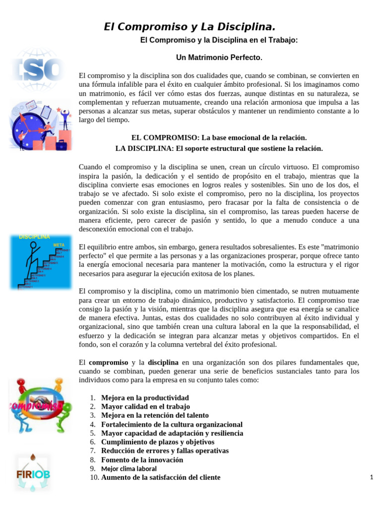 El Compromiso y La Disciplna | PDF | Calidad (comercial) | Gestión de ...