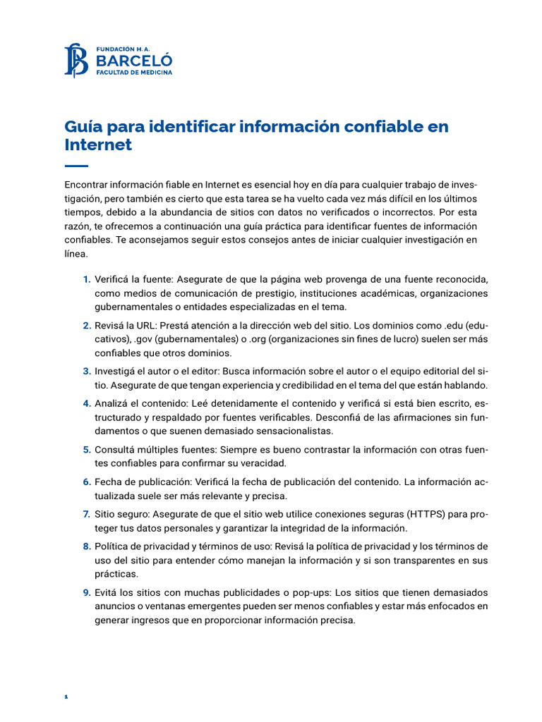 Guía para Identificar Información Confiable en Internet | PDF ...
