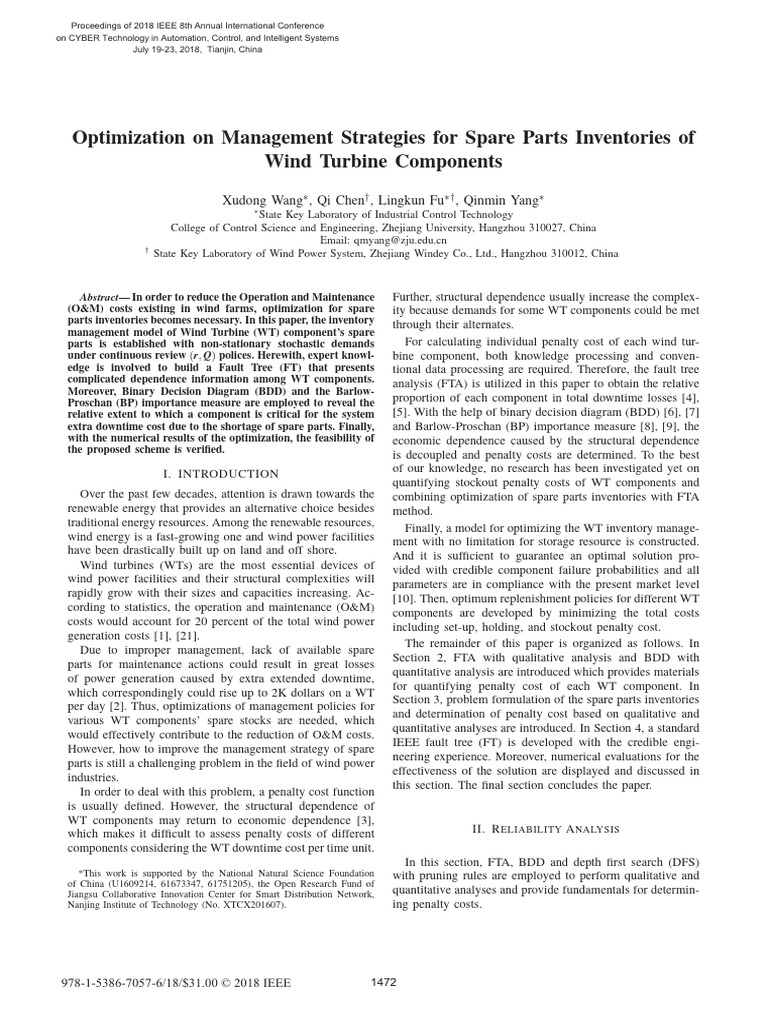 Optimization On Management Strategies For Spare Parts Inventories of ...