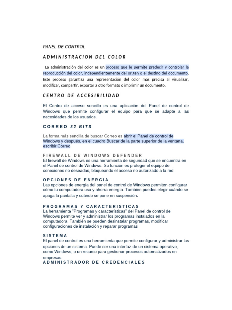 PANEL DE CONTROL | PDF | Microsoft Windows | Archivo de computadora