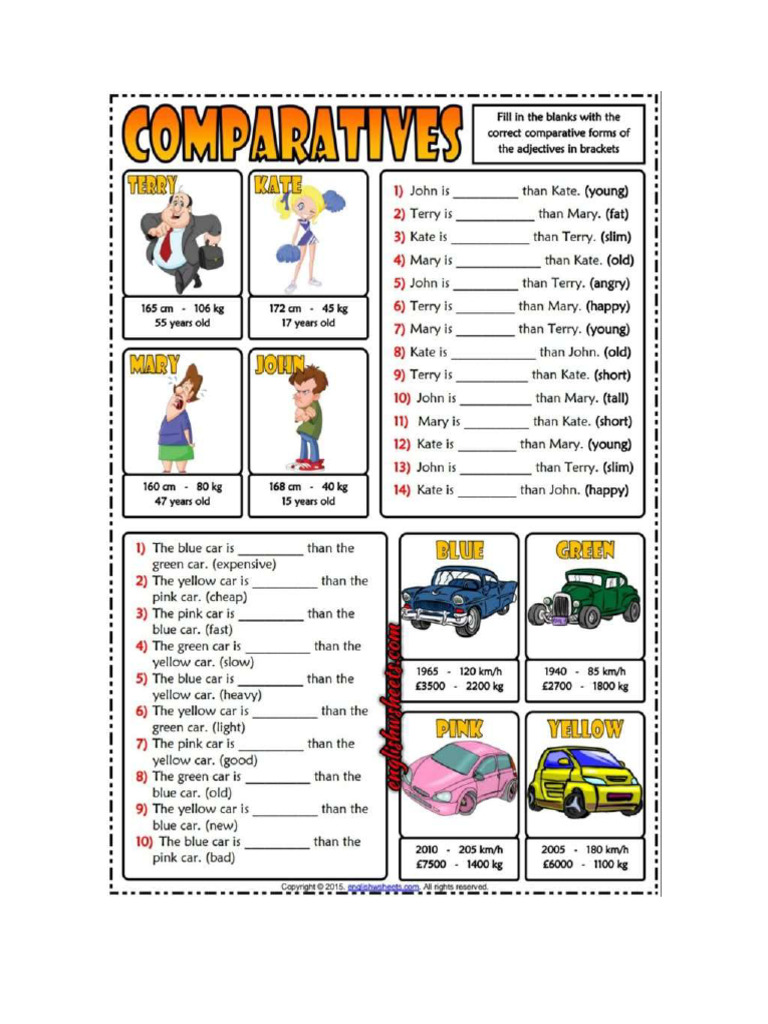 Comparative and Superlative Adjectives Worksheet | PDF