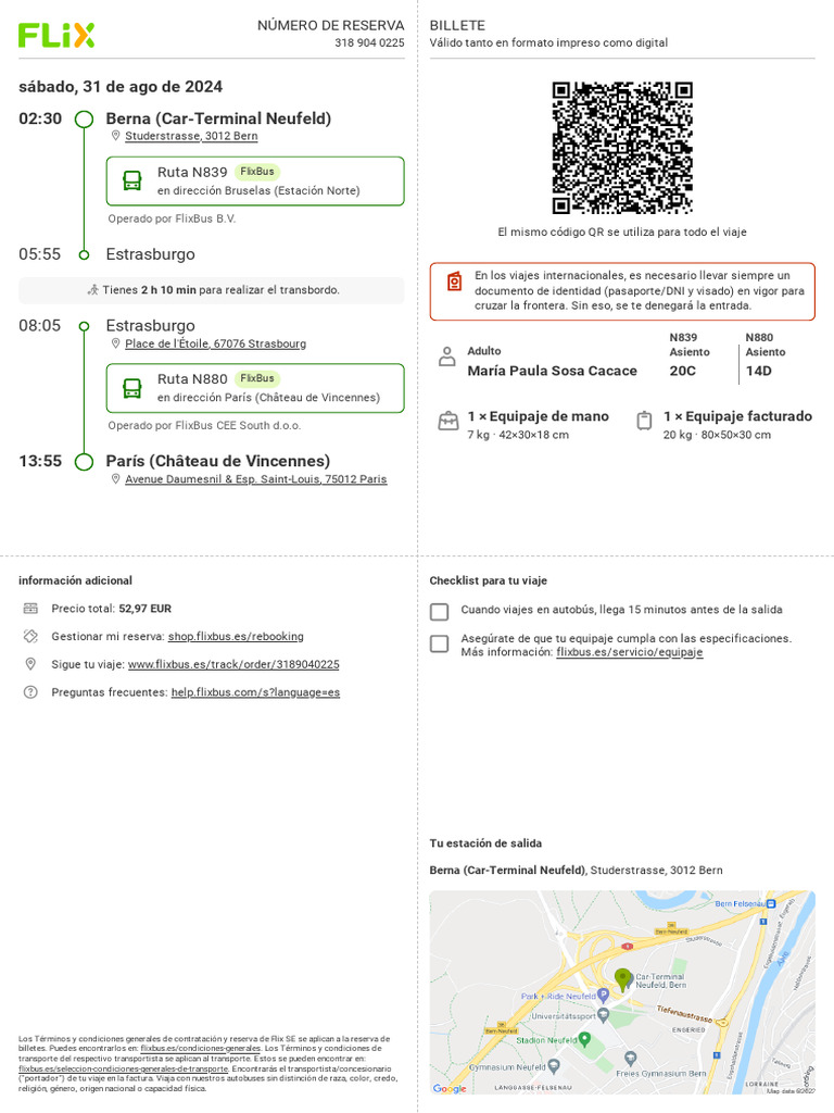 Ticket Bern Paris 3189040225 | PDF | Autenticación | Gobierno y ...