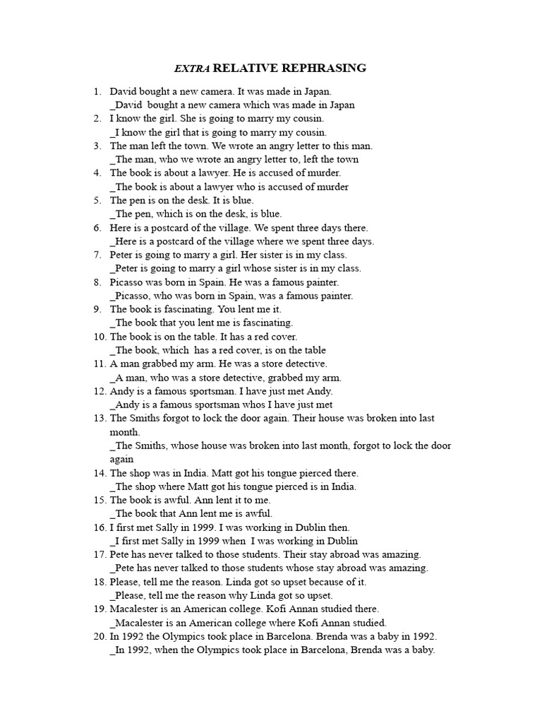 EXTRA RELATIVE REPHRASING | PDF