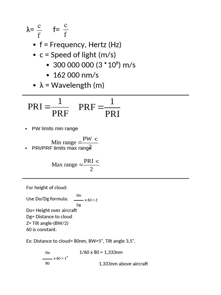 Cloud Height Calculation Formula | PDF