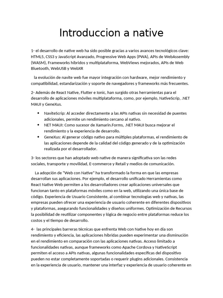 Introduccion a Native | PDF | Software de la aplicacion | Red mundial