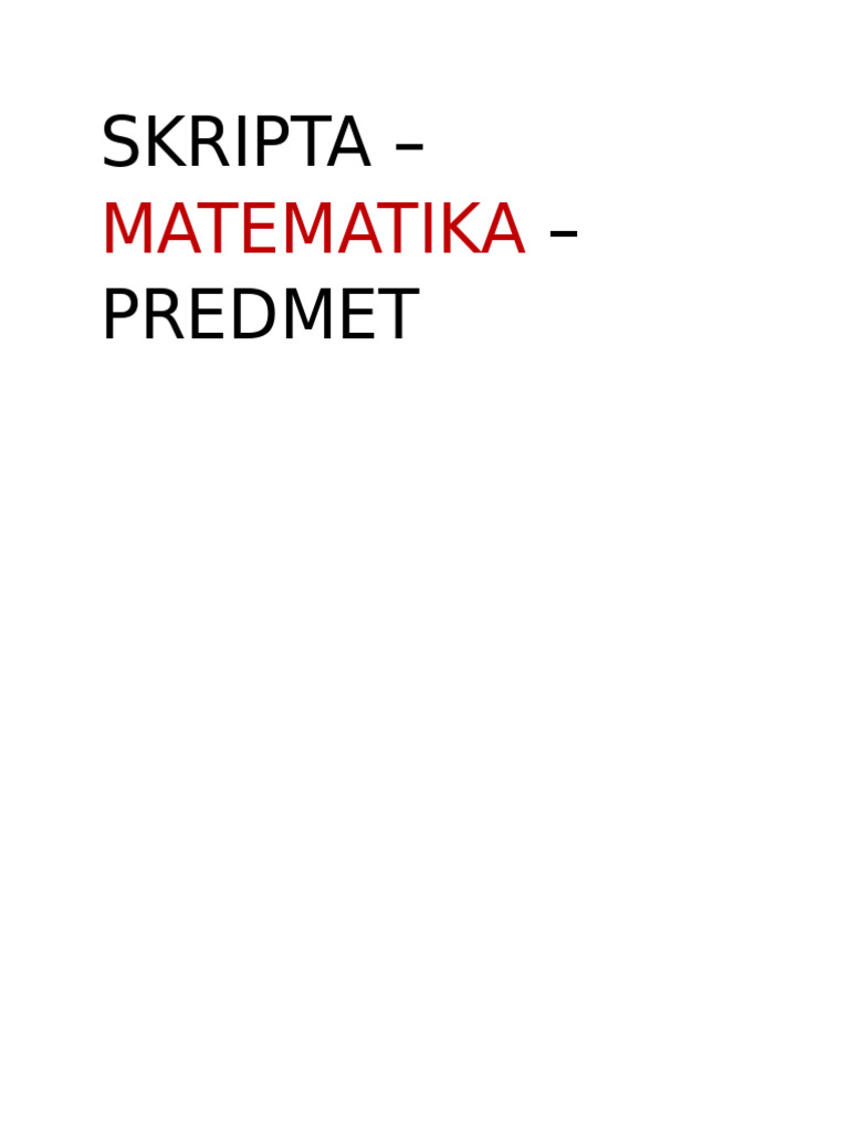 Skripta - Matematika - Predmet | PDF