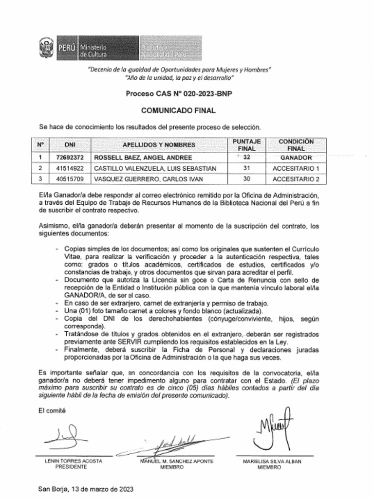 Comunicado CAS 20-2023 | PDF