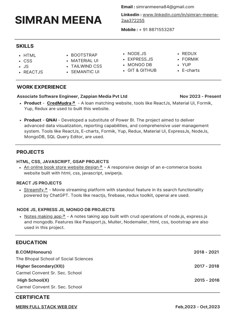 Simran Meena's Resume-1-7 | PDF