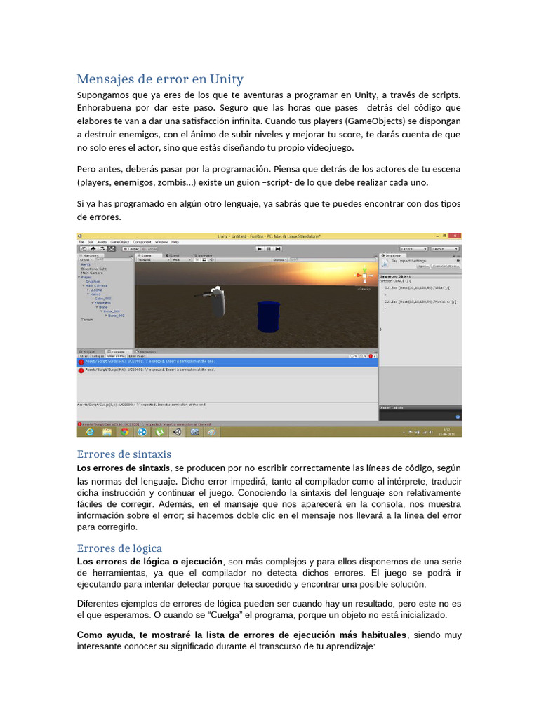 Errores Comunes en Programación Unity | PDF | Lenguaje de programación ...