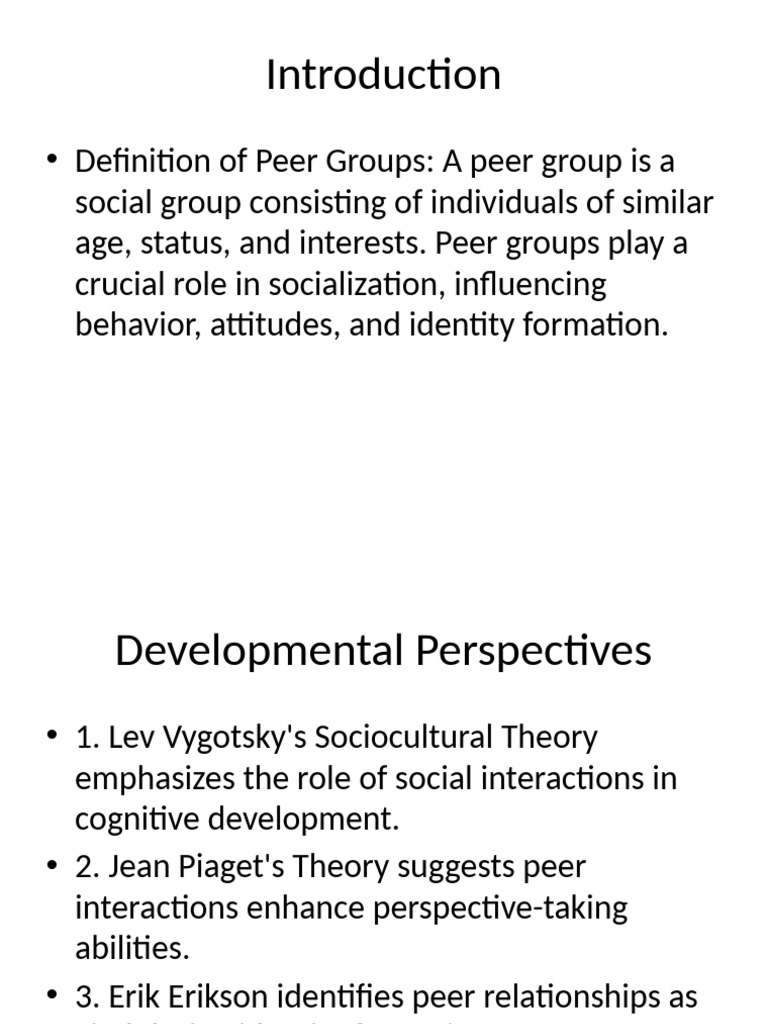 Understanding Peer Groups and Their Impact | PDF