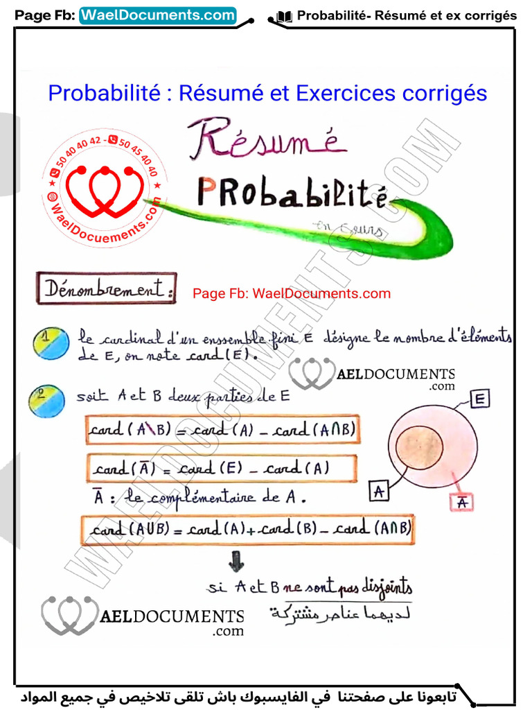 Probabilité - Résumé Et Exercices Corrigés - WaelDocuments | PDF