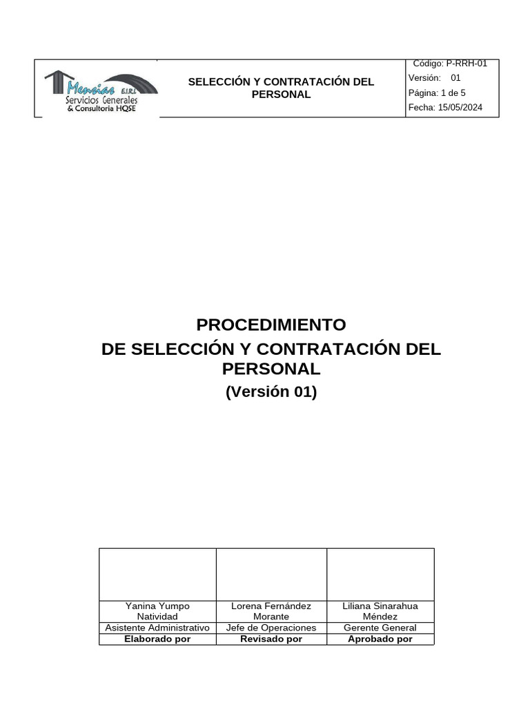 Procedimiento de Seleccion y Contratacion Personal | PDF | Reclutamiento | Business