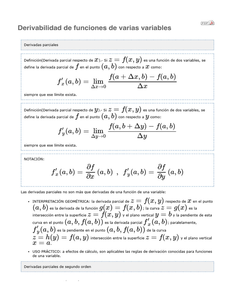 Derivabilidad de Funciones de Varias Variables | PDF | Derivado | Degradado