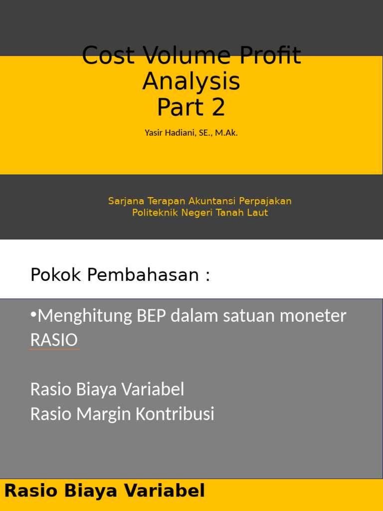 03 Cost Volume Analysis - Lanjutan | PDF