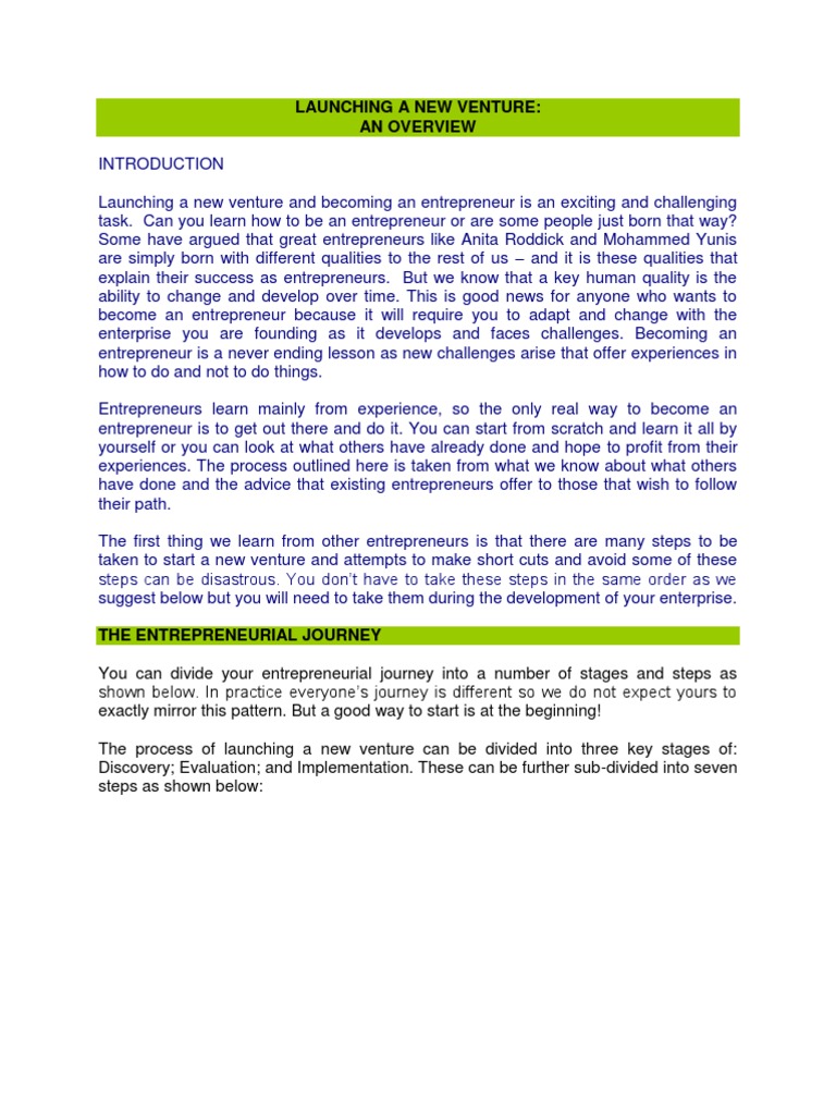 Launching A New Venture | PDF | Venture Capital | Corporate Finance