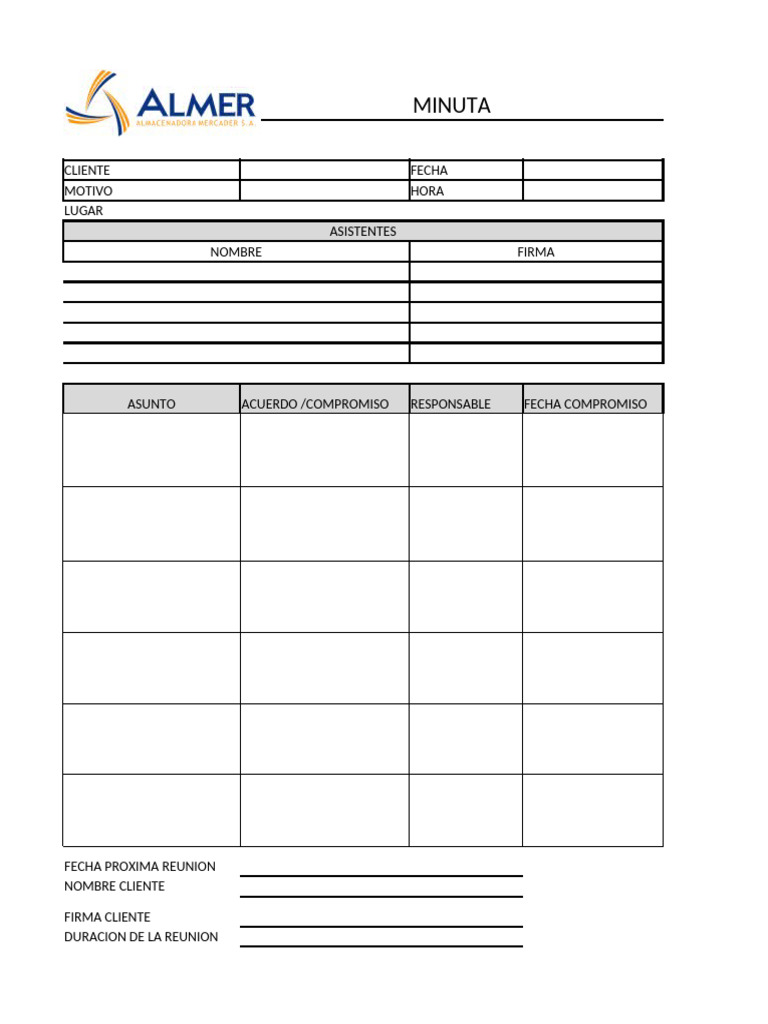 Formato de Minuta para Reuniones | PDF
