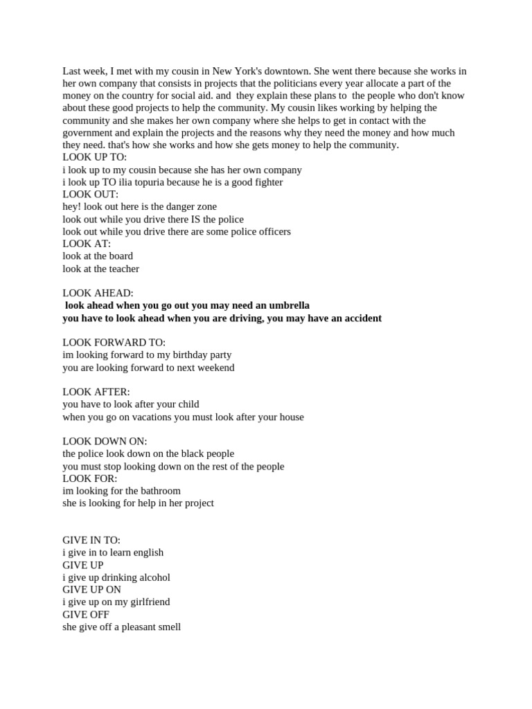 Free Writing - Phrasal Verbs | PDF