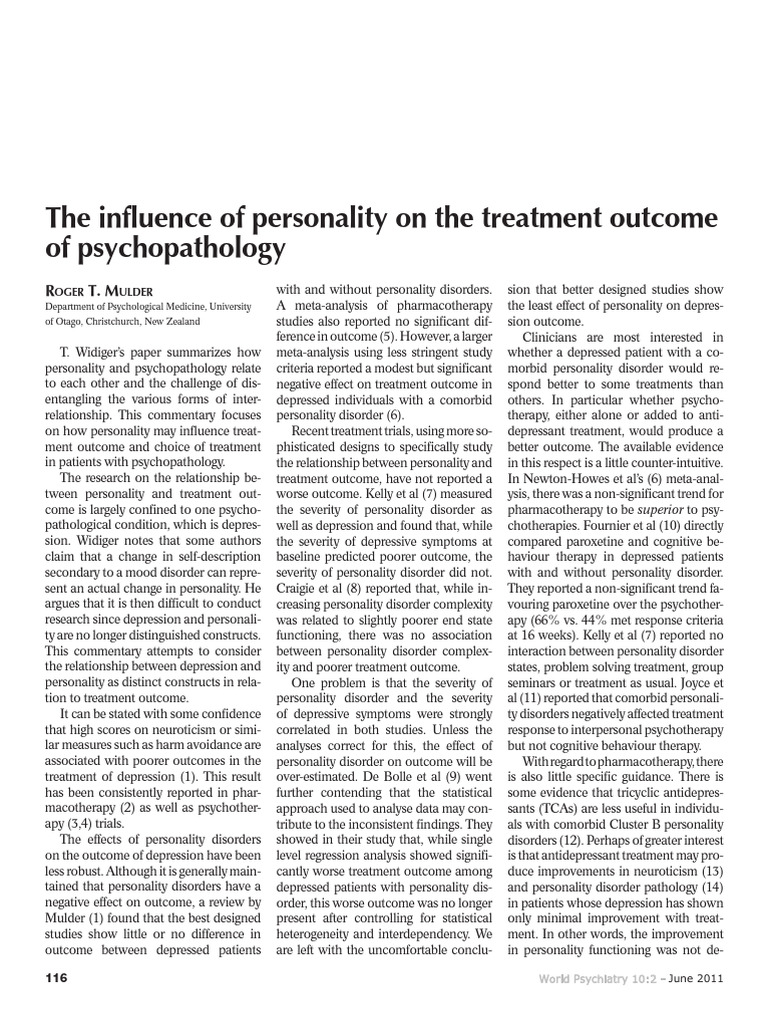 The influence of personality on the treatment outcome of ...