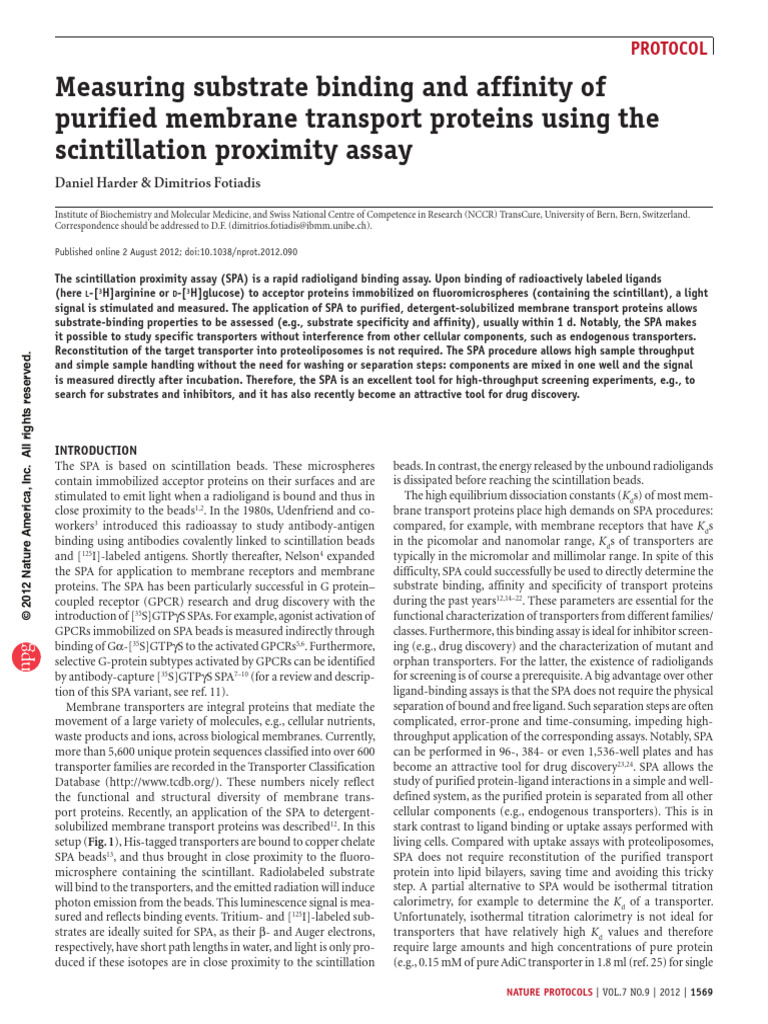 Measuring Substrate Binding and Affinity of Purified Membrane Transport Proteins Using The ...