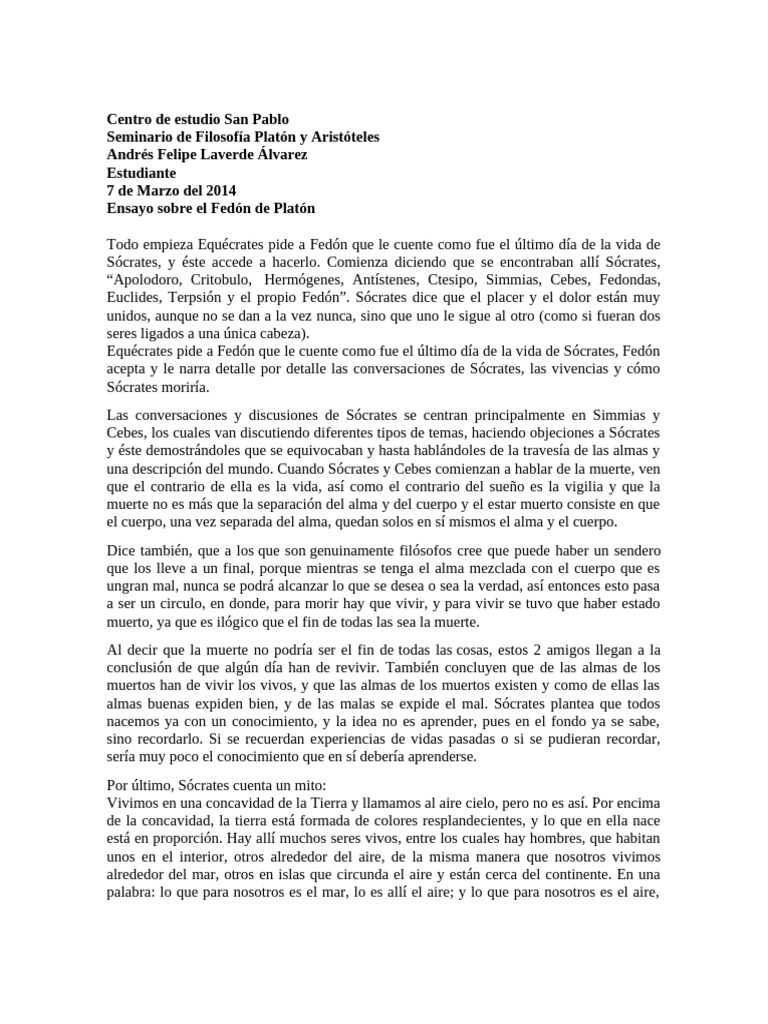 Reflexiones sobre el Fedón de Platón | PDF | Sócrates | Platón