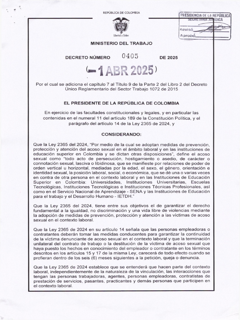 Decreto 0405 de 2025 | PDF
