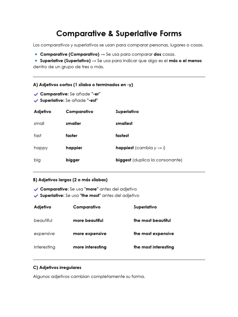 Uso de Comparativos y Superlativos | PDF