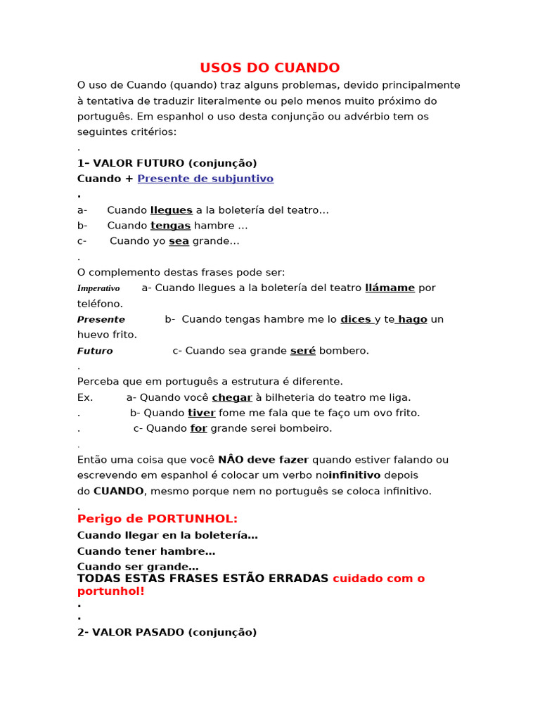 Usos de "Cuando" en Español | PDF | Sintaxis | Lingüística